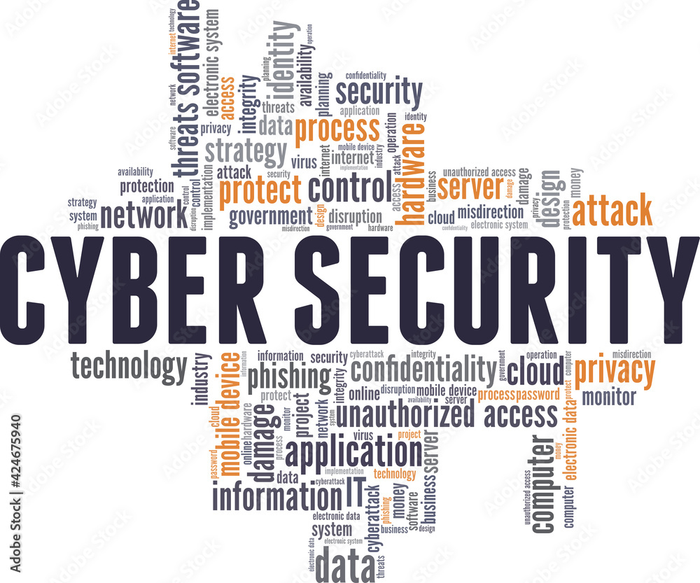 Cyber security vector illustration word cloud isolated on a white ...