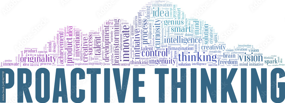 Proactive thinking vector illustration word cloud isolated on a white ...