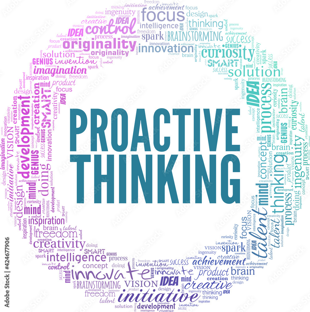 Proactive thinking vector illustration word cloud isolated on a white ...