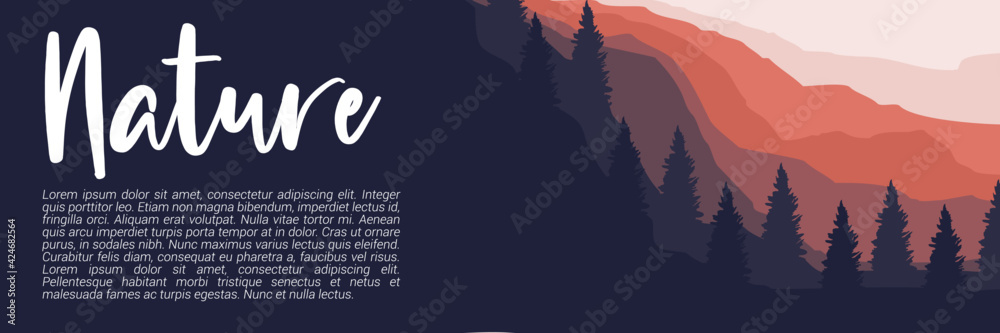 mountain forest flat design vector banner template good for web banner ...