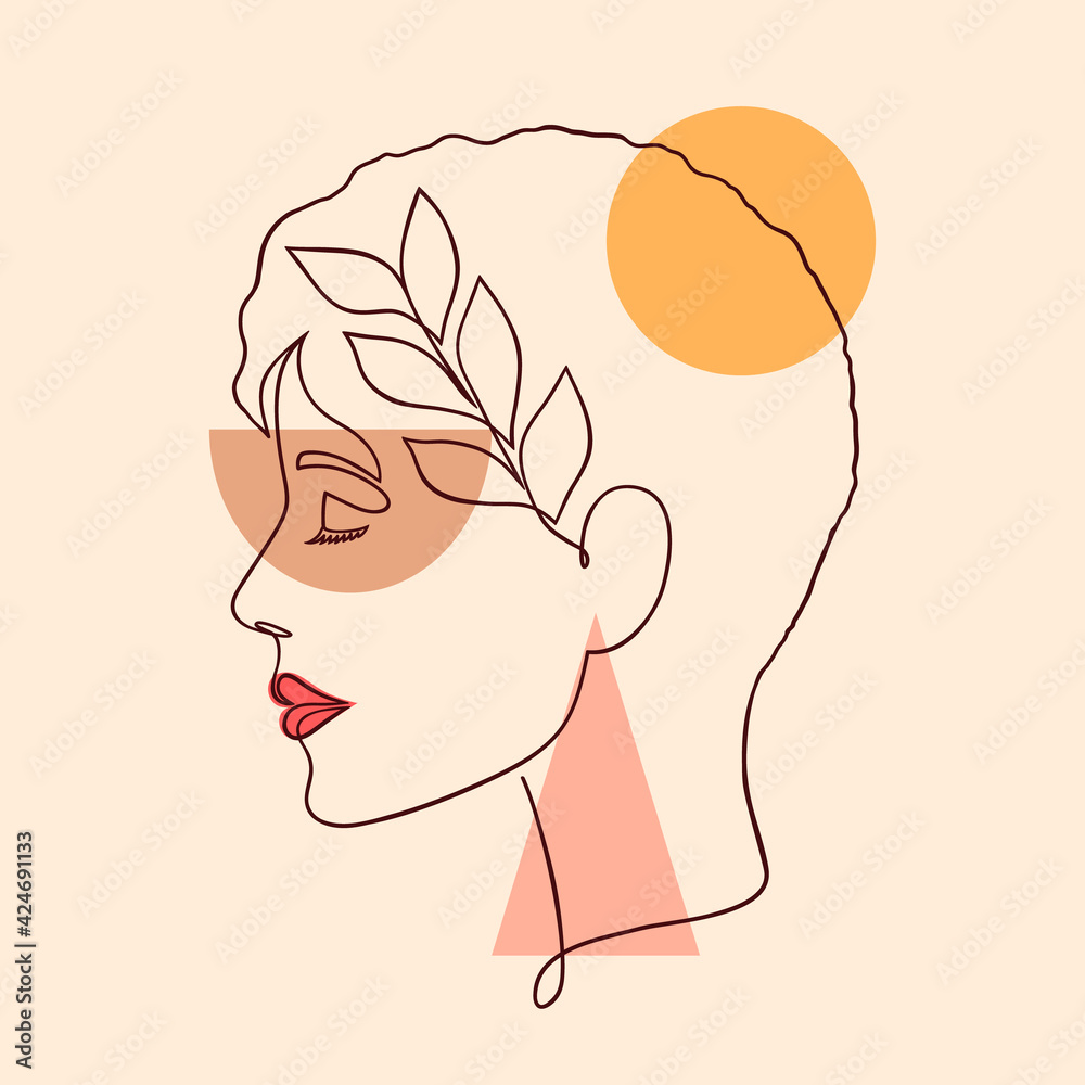 minimal woman face Stock Vector | Adobe Stock