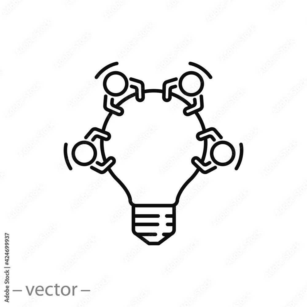 team brainstorm icon, share business idea, community innovation ...
