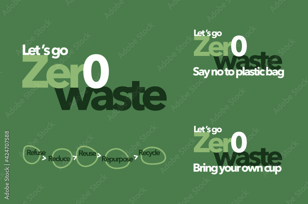 Zero waste concept, Typography vector design for logo, sticker, poster, printing ads say "Let's ...
