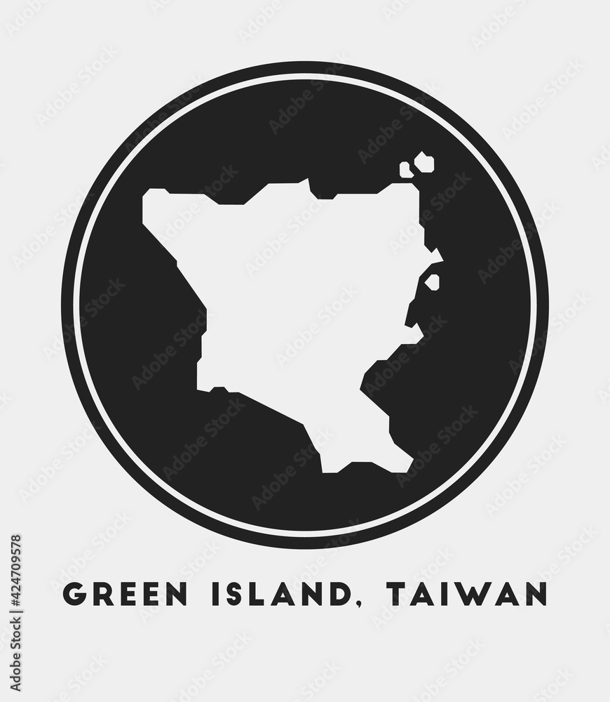 Green Island, Taiwan icon. Round logo with island map and title ...