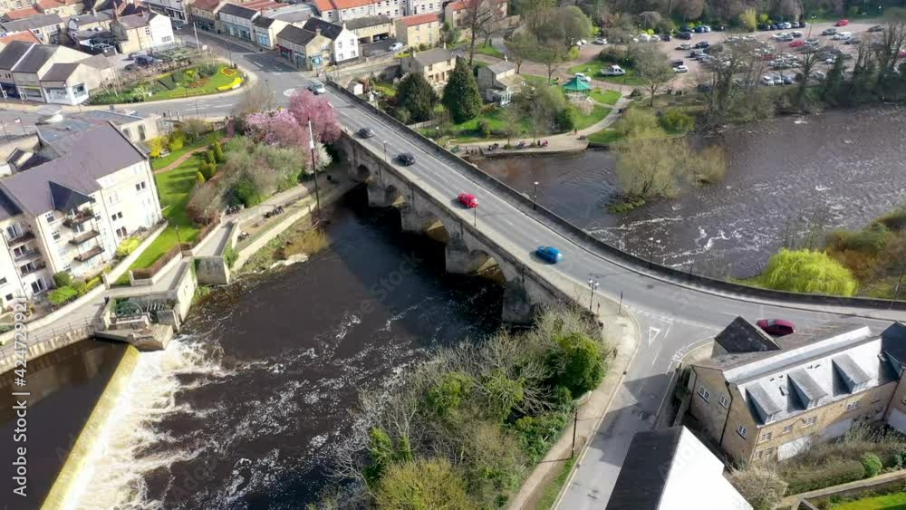 Aerial footage of the beautiful village of Wetherby, Leeds, West ...