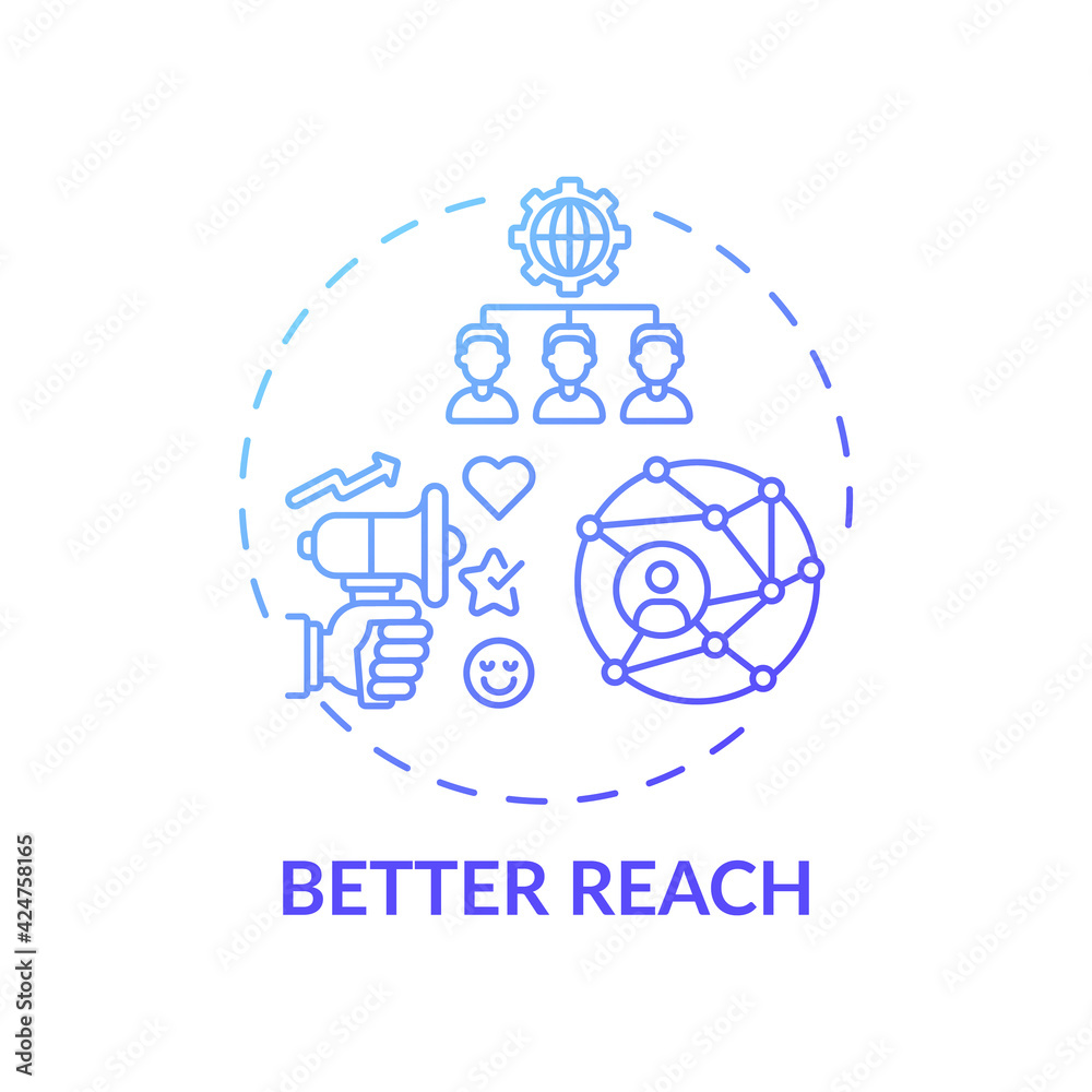 Better reach concept icon. Hybrid event benefit idea thin line ...