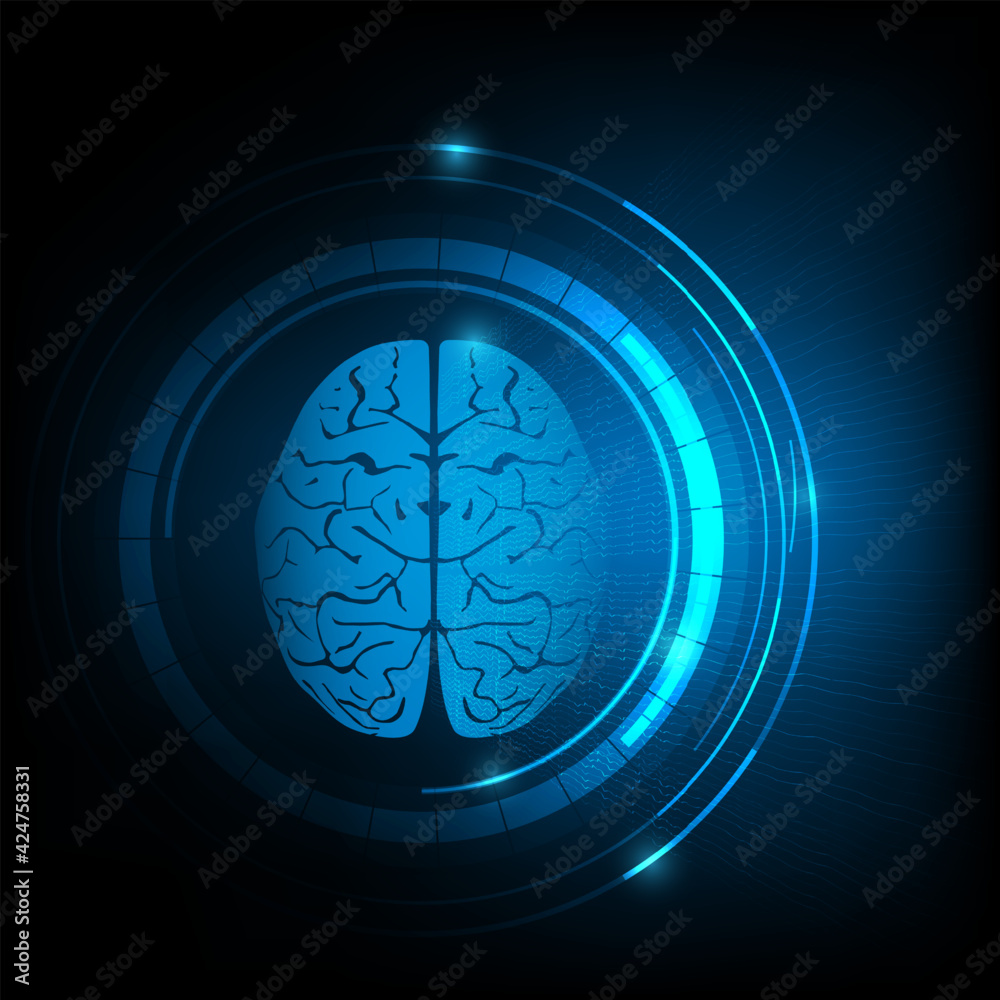 Technology background of human brain and electroencephalogram or brain ...