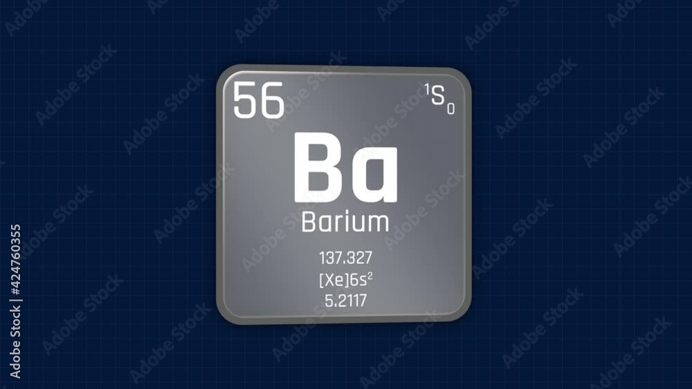 Barium or Ba Element Periodic Table Animation on Grid Background and ...