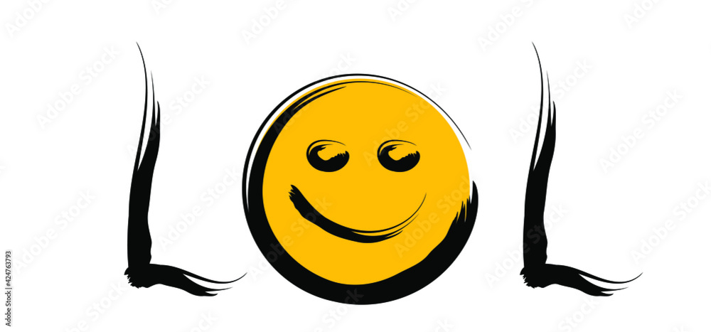 Slogan lol. Vector cartoon laughing sign. Motivation, inspiration with ...