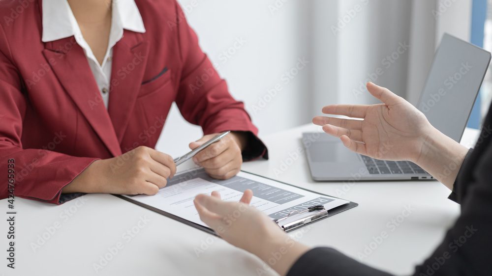 Job interview, Job applicants are talking about their abilities and ...