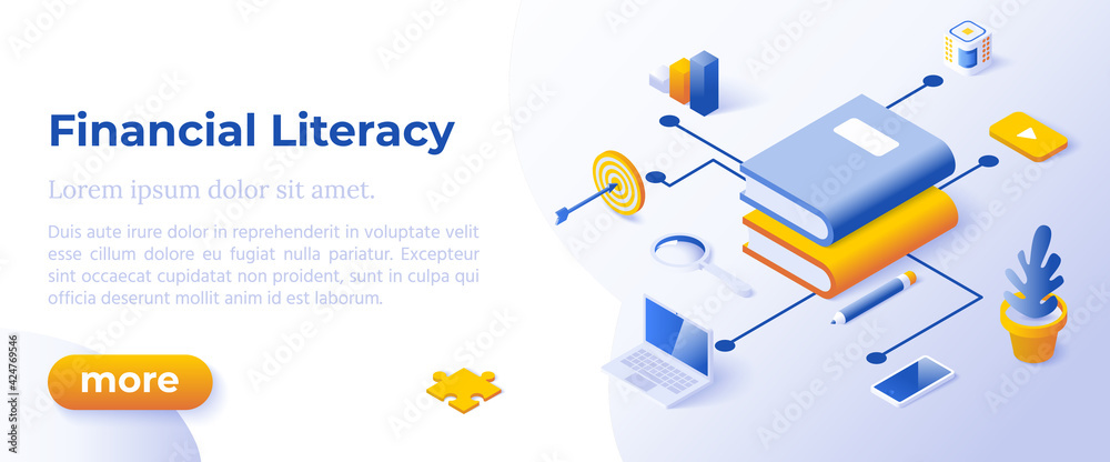 FINANCIAL LITERACY - Isometric Design in Trendy Colors Isometrical ...