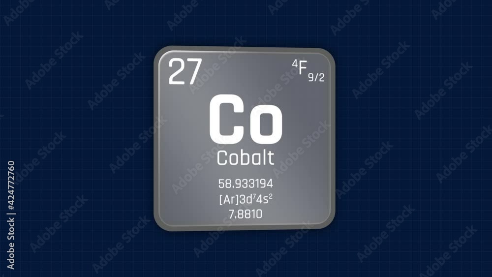 Cobalt or Co Element Periodic Table Animation on Grid Background and ...