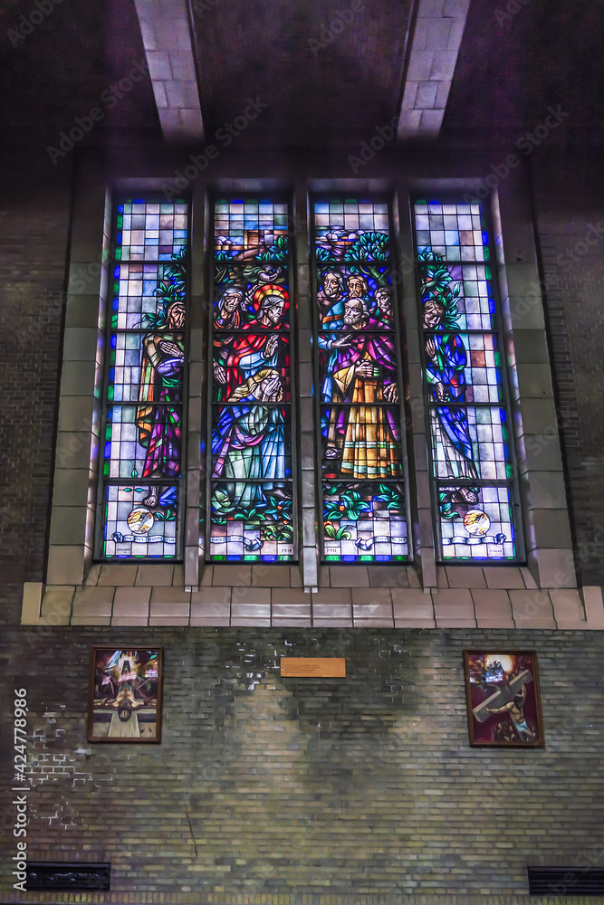 Stained glass windows in National Basilica of Sacred Heart (Basilique ...