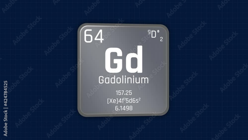 Gadolinium or Gd Element Periodic Table Animation on Grid Background ...