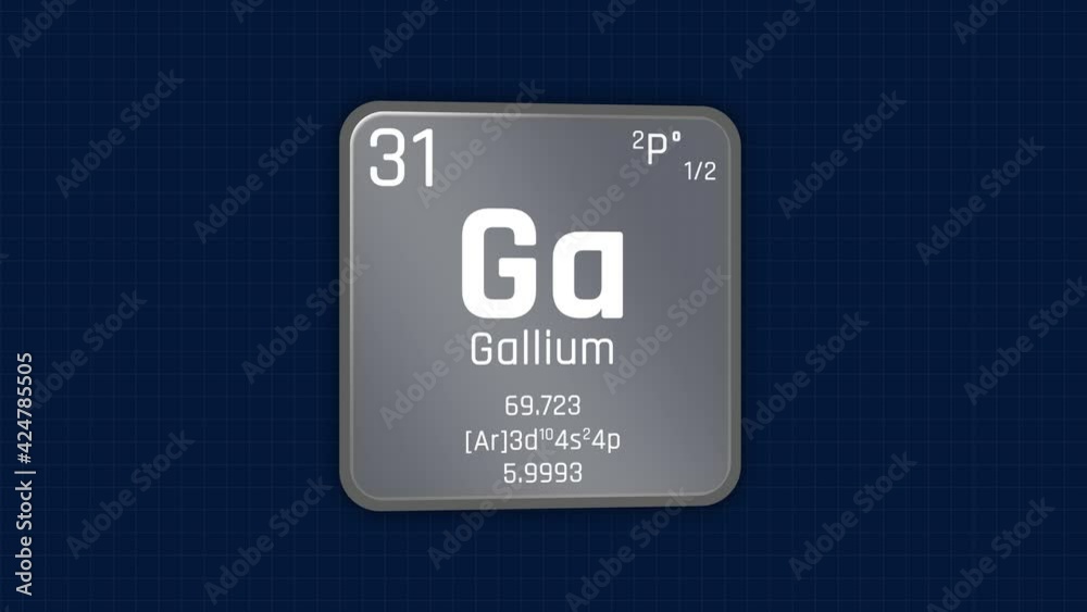 Gallium or Ga Element Periodic Table Animation on Grid Background and ...