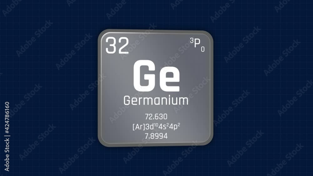 Germanium or Ge Element Periodic Table Animation on Grid Background and ...