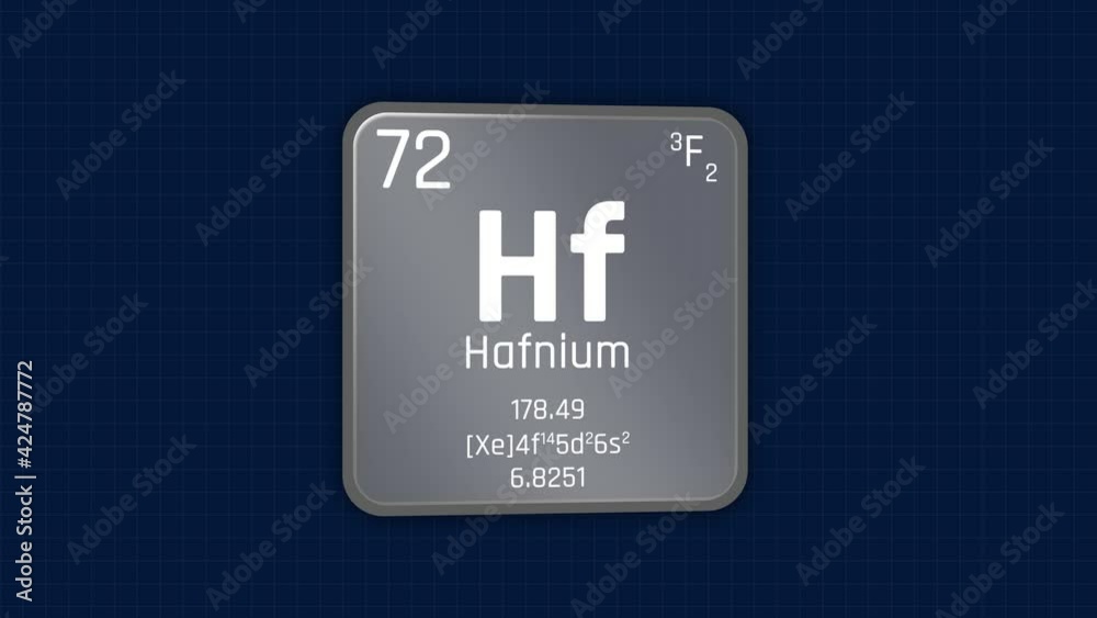 Hafnium or Hf Element Periodic Table Animation on Grid Background and ...