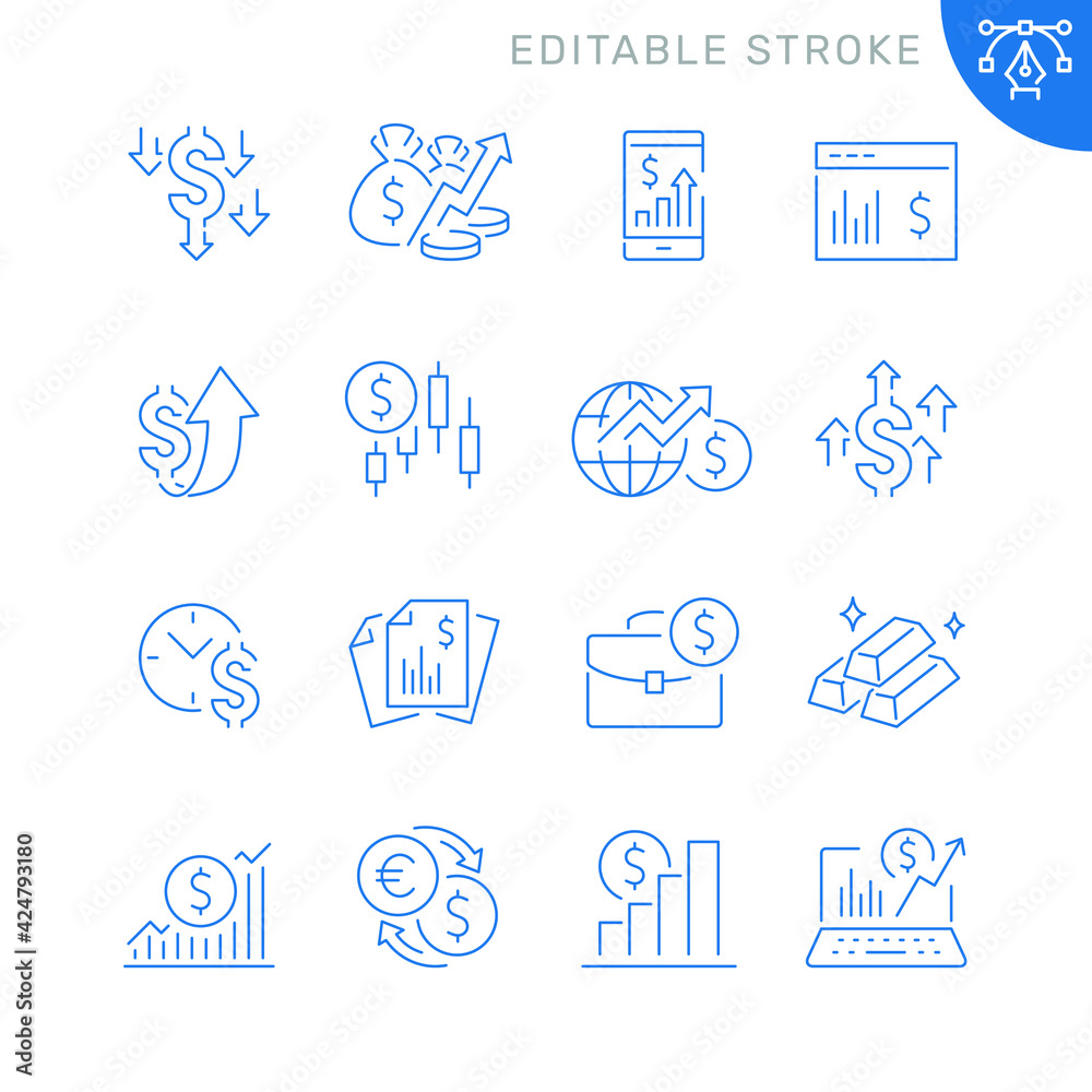 Finance related icons. Editable stroke. Thin vector icon set Stock ...