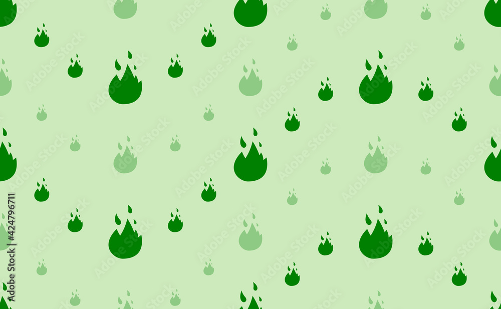 Seamless pattern of large and small green fire symbols. The elements ...