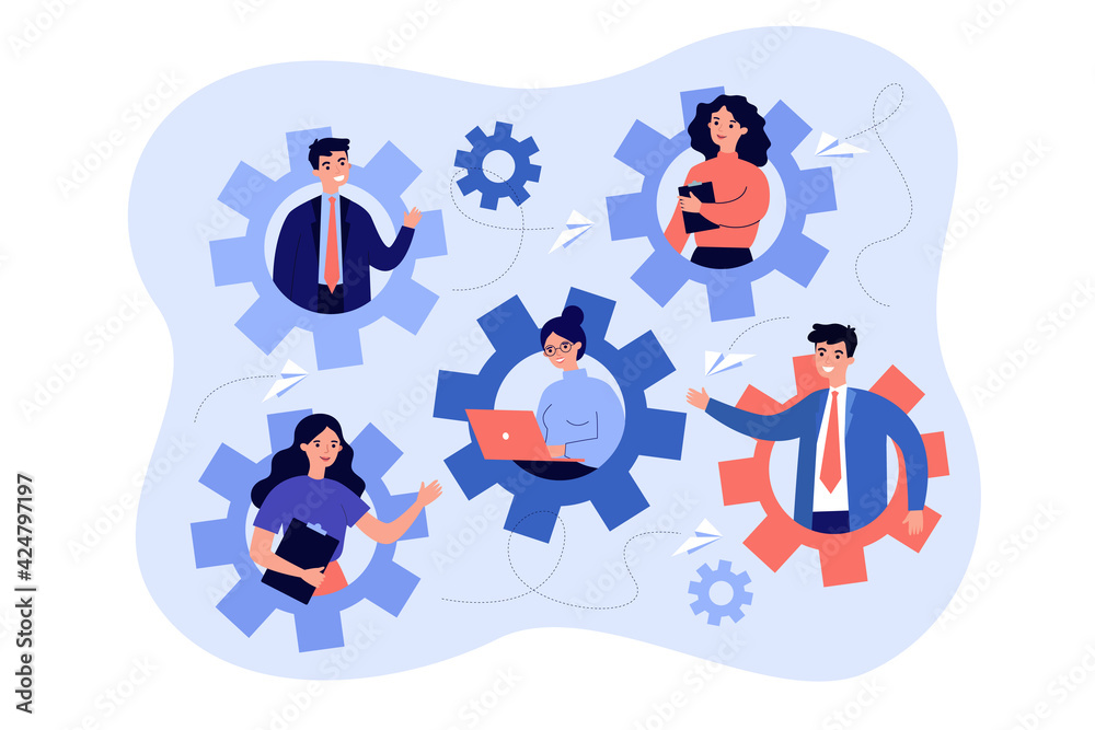 Dedicated team members working as one mechanism. Team developing ...