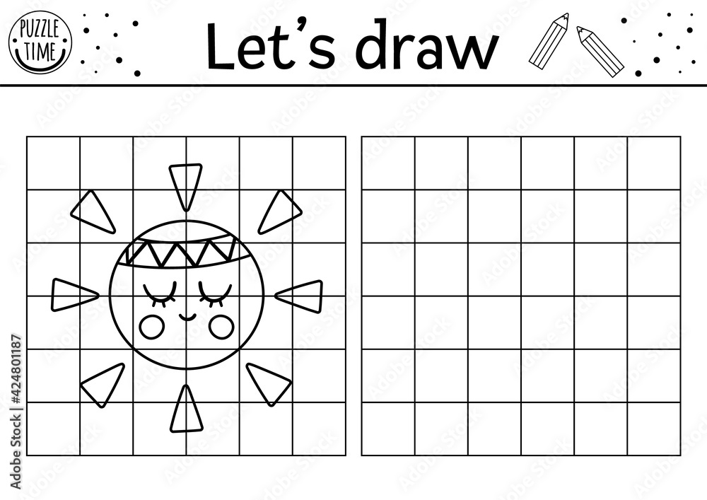 Complete the sun picture. Vector drawing practice worksheet. Spring ...