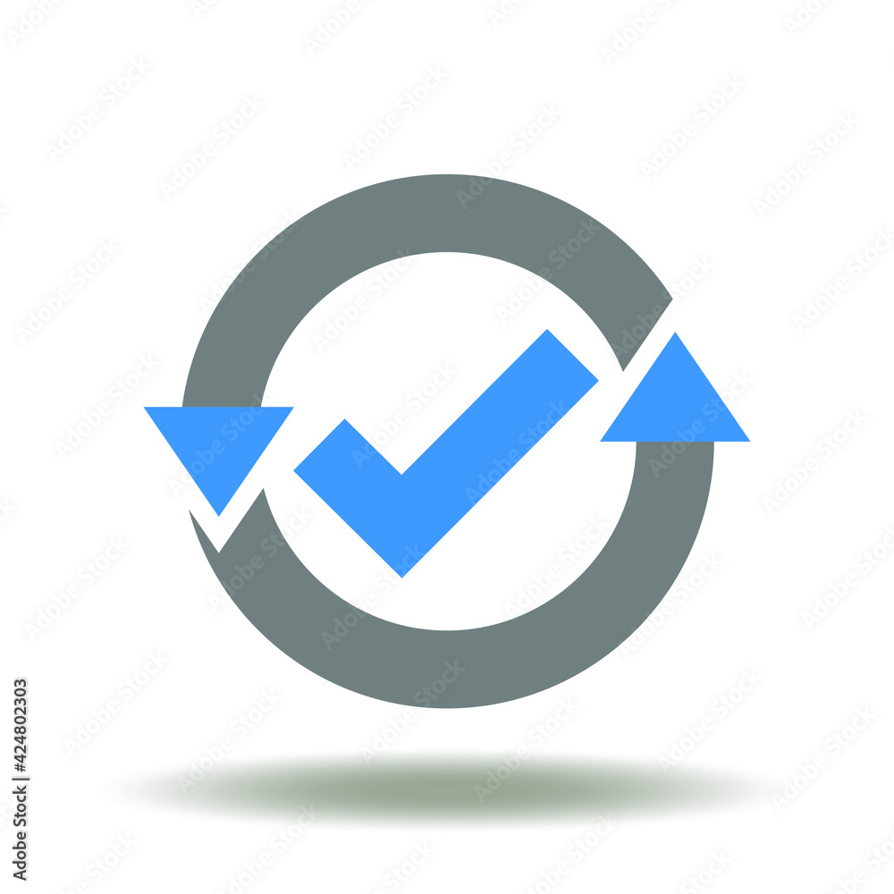 Vecteur Stock Round arrows cycle with check mark vector icon. ROHS ...