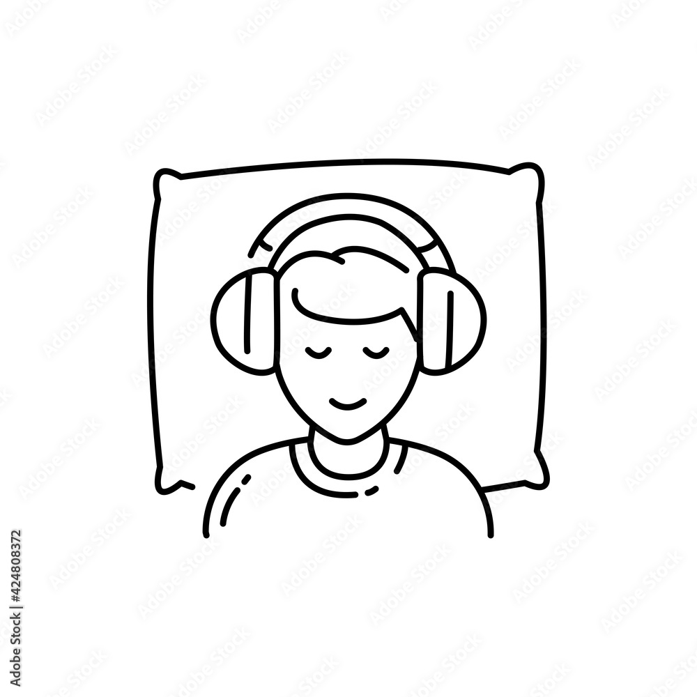 Listen to sleep music color line icon. Autonomous sensory meridian ...
