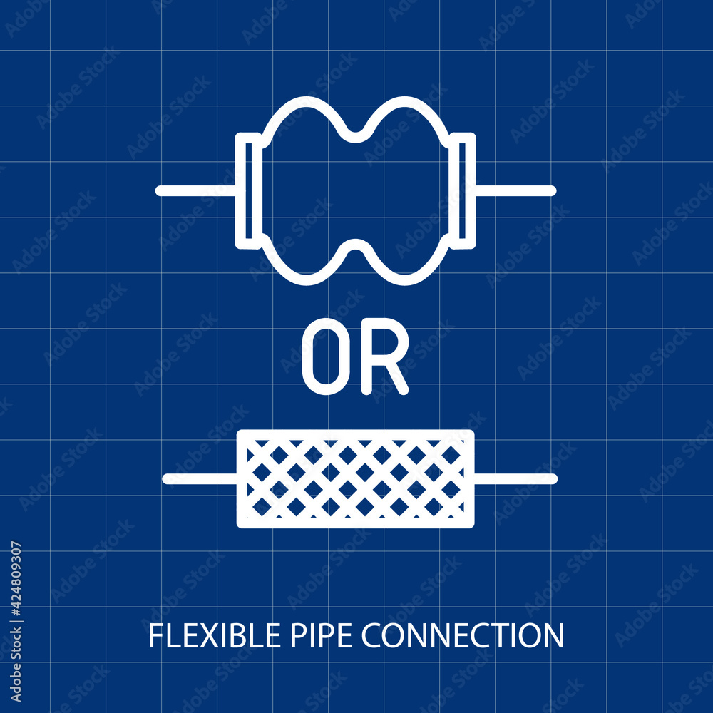 FLEXIBLE PIPE CONNECTION VECTOR SYMBOL OF PUMPING SYSTEM MECHANICAL ...