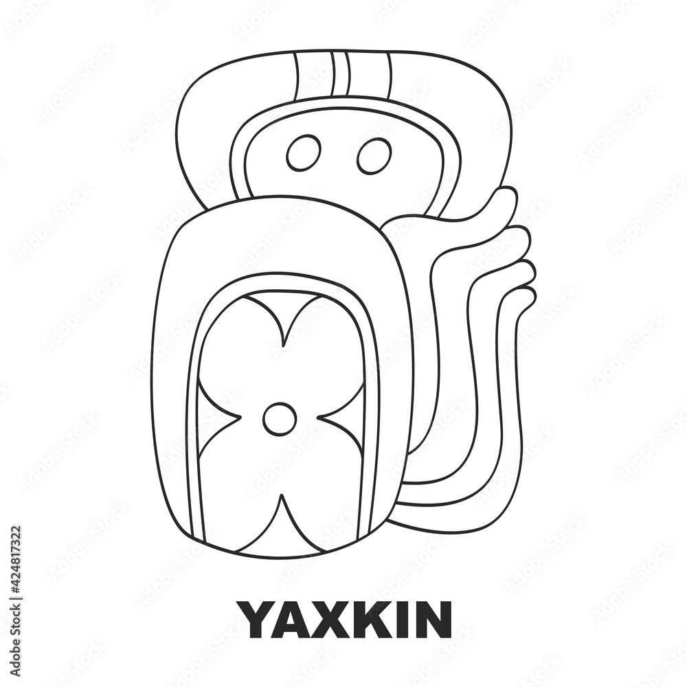 Vector icon with Glyph from Maya Haab calendar. Calendar month symbol ...