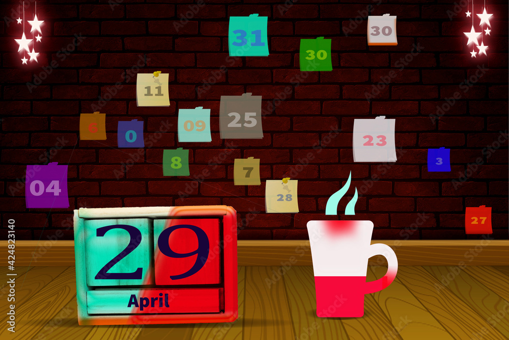 29 April, date ,day, month .calendar for the month of April, on Bricks ...