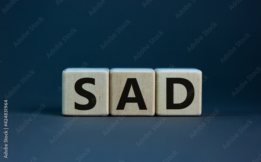 SAD, social anxiety disorder symbol. Concept words 'SAD, social anxiety ...