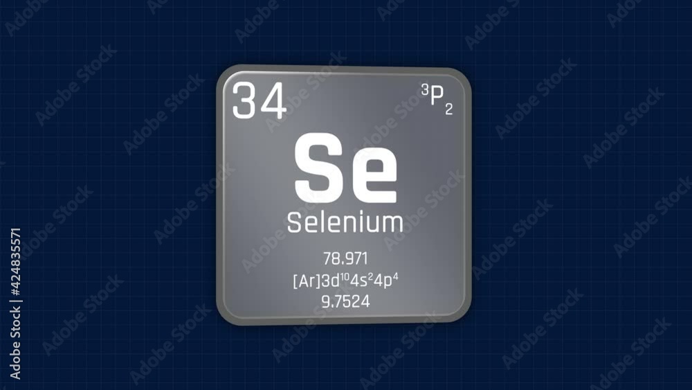 Selenium or Se Element Periodic Table Animation on Grid Background and ...
