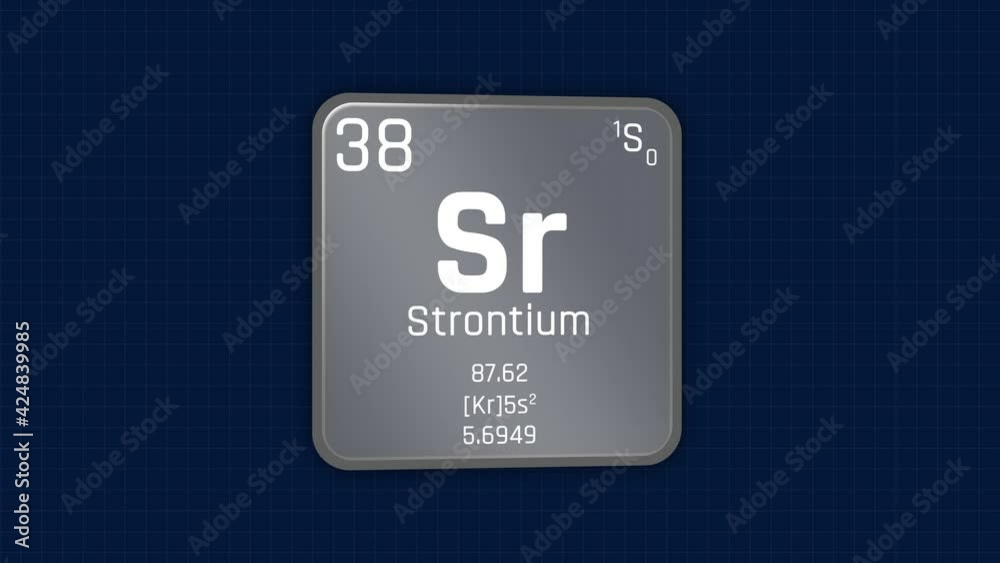 Strontium or Sr Element Periodic Table Animation on Grid Background and ...