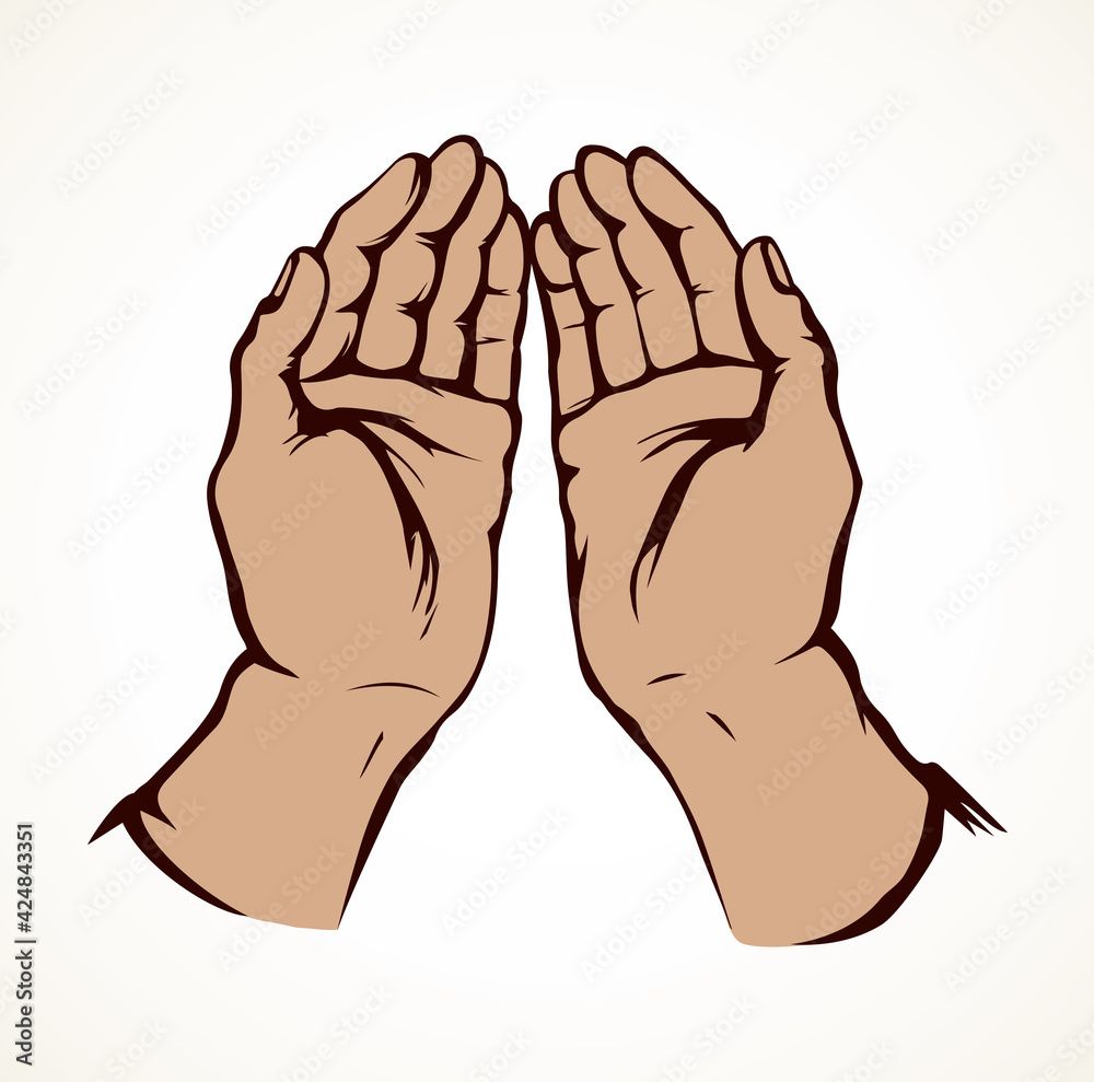 Praying hands. Vector drawing Stock Vector | Adobe Stock