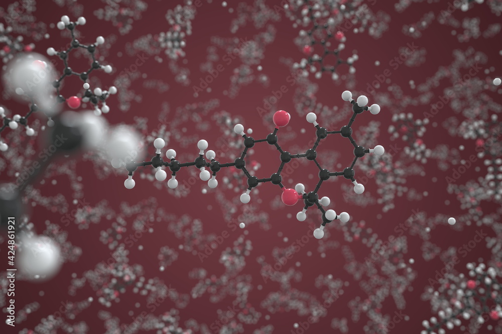 Molecule of cannabinol, ball-and-stick molecular model. Science related ...