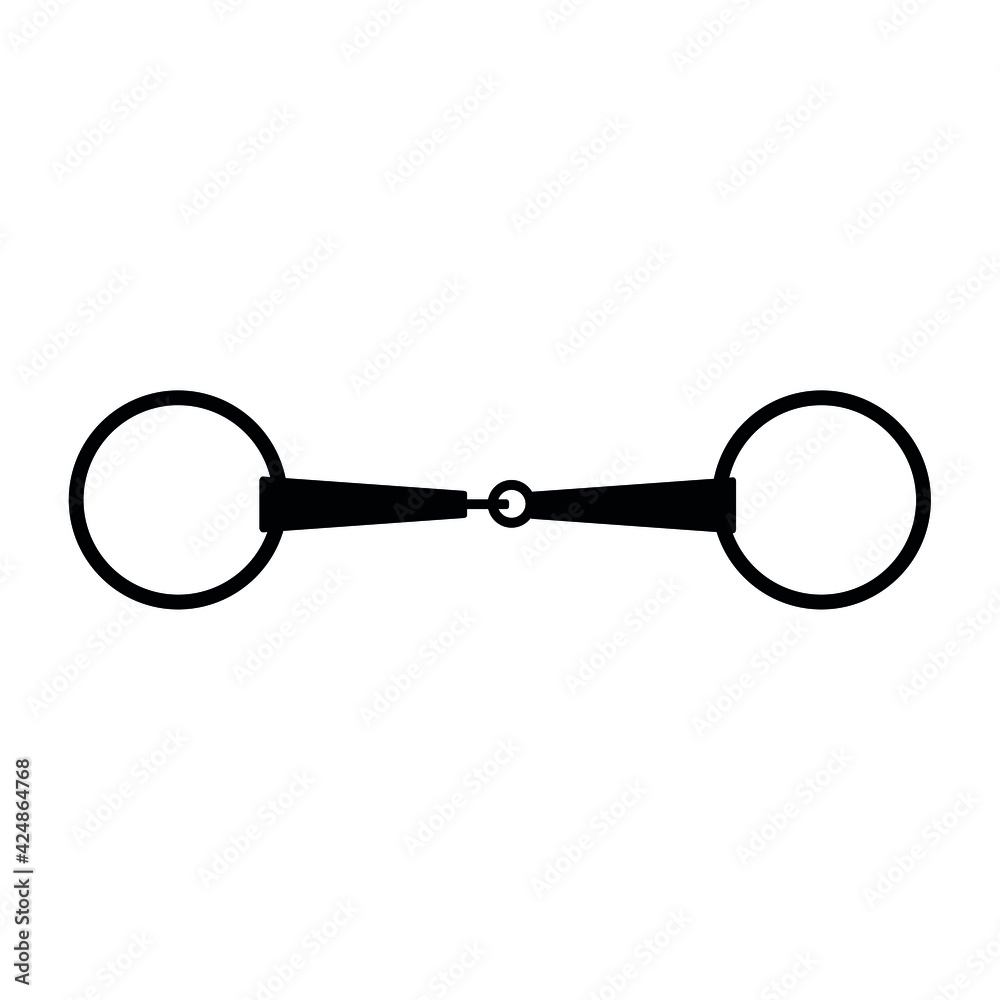 Vector horse equestrian bit snaffle silhouette isolated on white ...