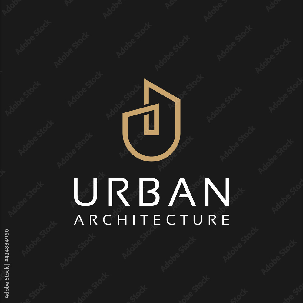 Monogram building logo initial U, urban architecture logo design ...
