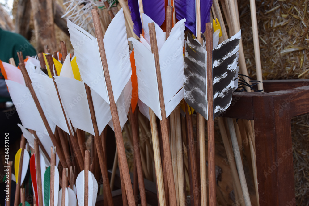 ok, yay, renkli ok uçları, çubuk, geleneksel yay, geleneksel okçuluk ...