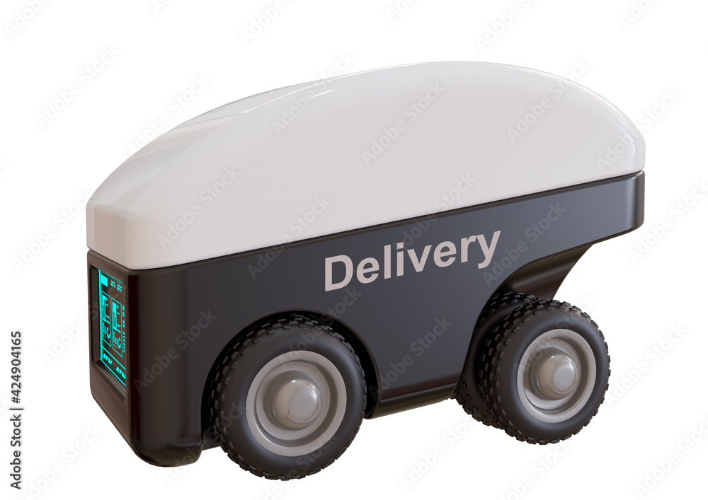 delivery robot car isolated, intelligent automaton vehicle for the ...
