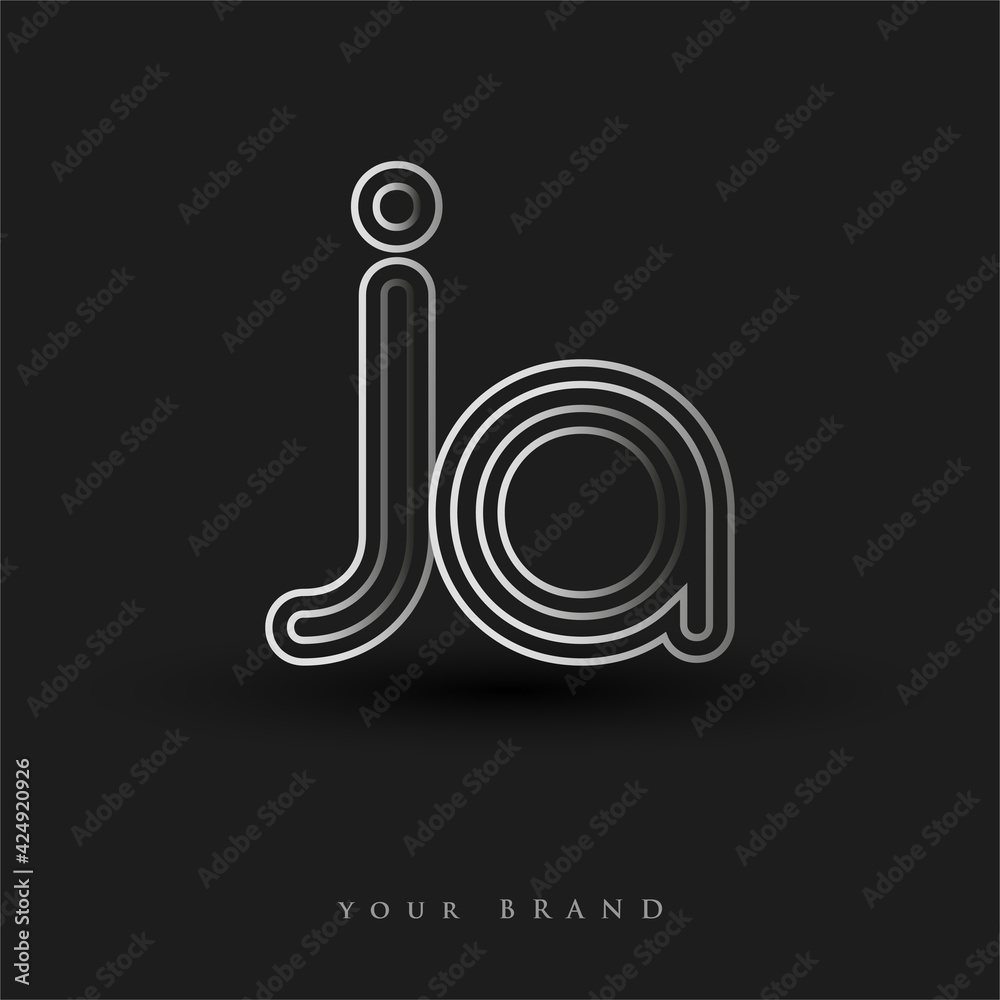initial logo JA colored black and white with striped composition and ...