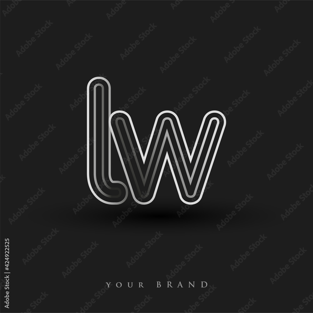 initial logo LW colored black and white with striped composition and ...