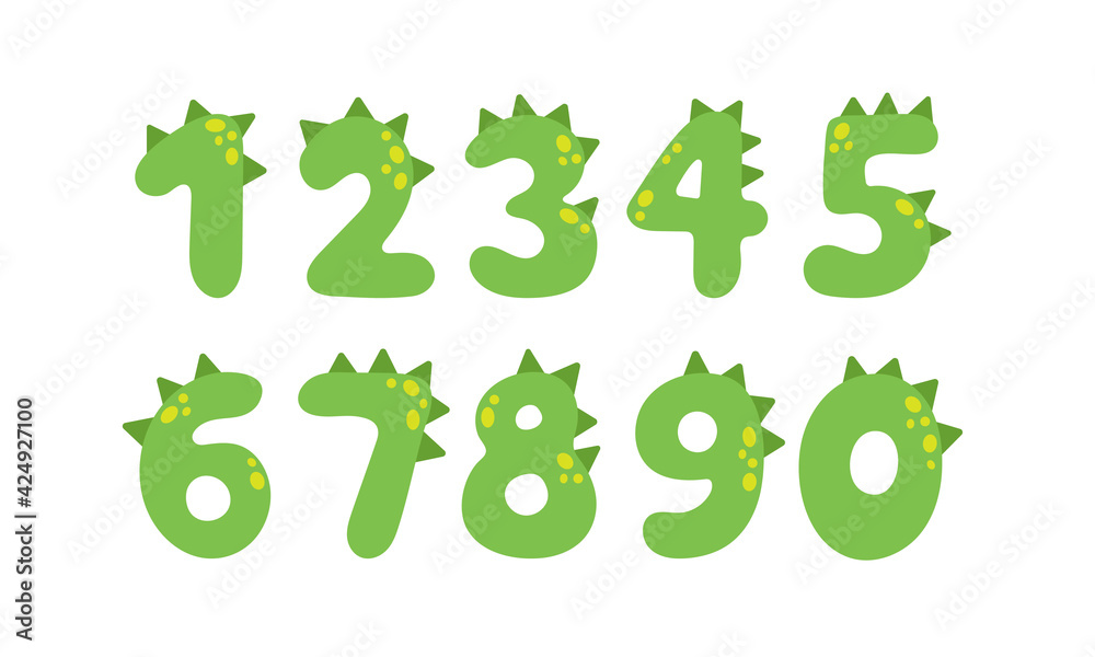 Dinosaur numbers isolated on white background. Vector illustration ...