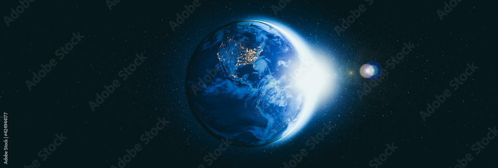 Planet earth globe view from space showing realistic earth surface and ...