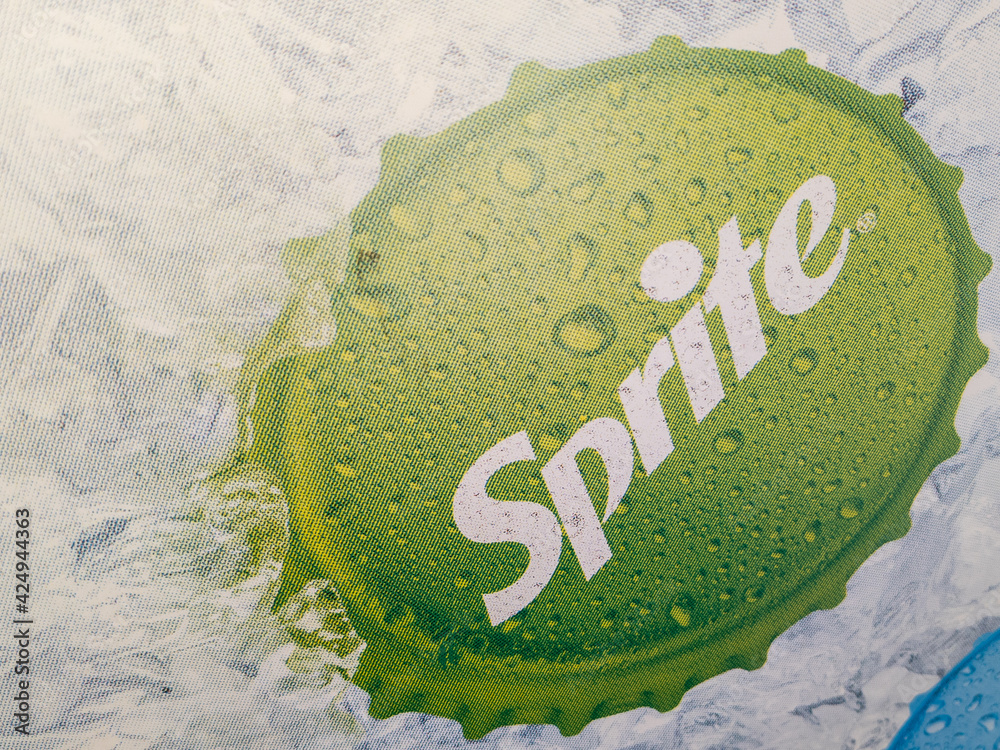 Sprite logo sign and text brand Lemon Lime soda produced by the Coca ...
