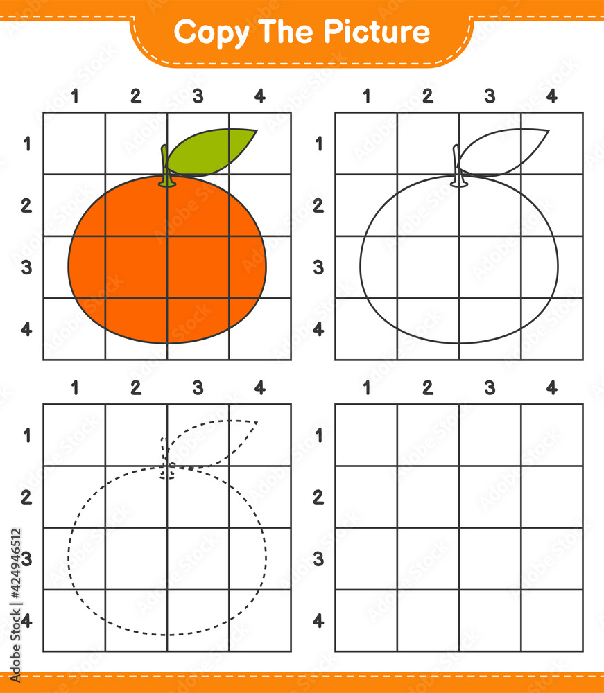 Copy the picture, copy the picture of Tangerin using grid lines ...