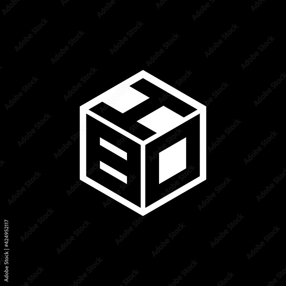 BDH letter logo design with black background in illustrator, cube logo ...