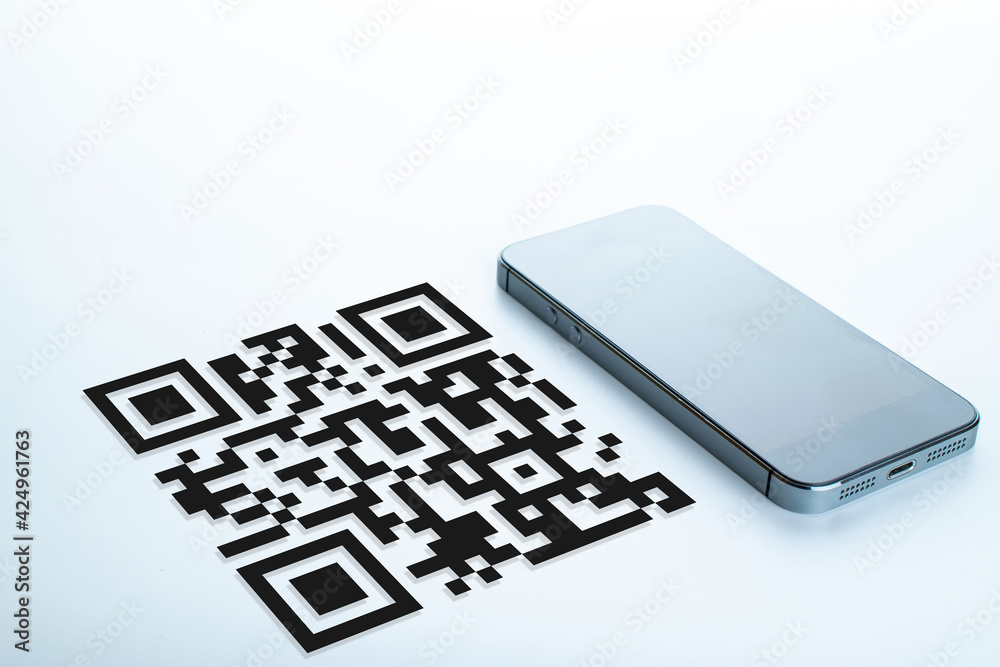 Scan qrcode. Digital mobile smart phone with qr code scanner on ...