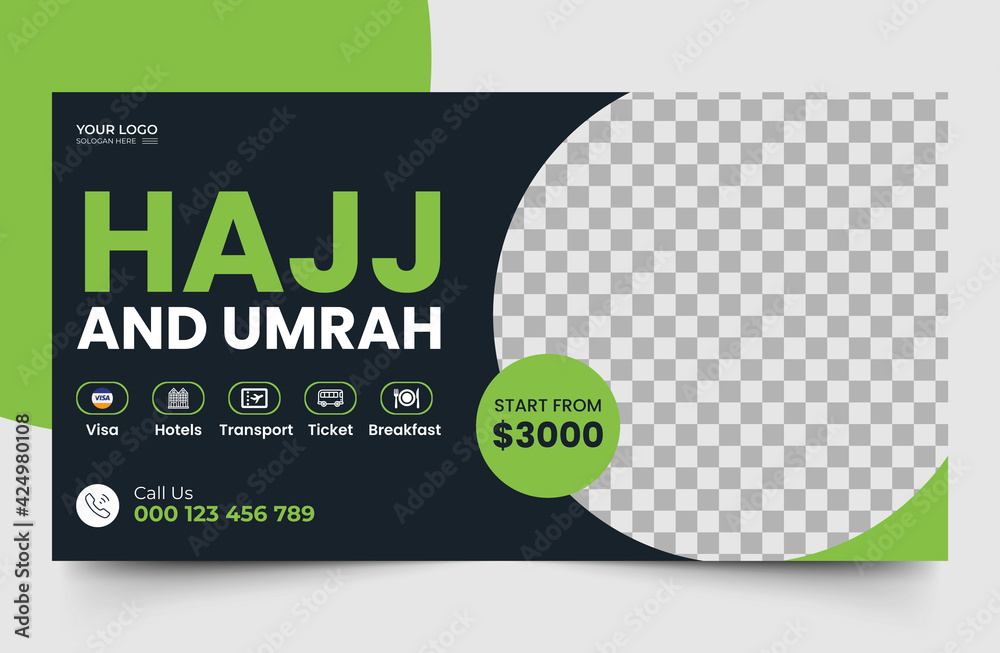 Islamic ramadan hajj & umrah banner design template Stock Vector ...