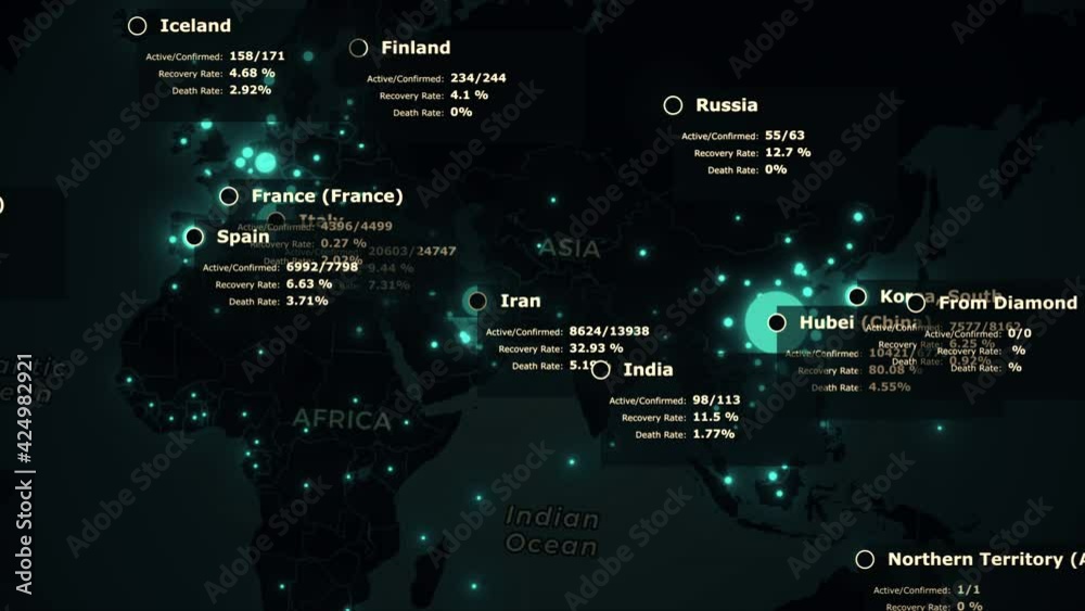 Coronavirus COVID19 pandemic world map. Epidemic spreads from wuhan china across the world ...