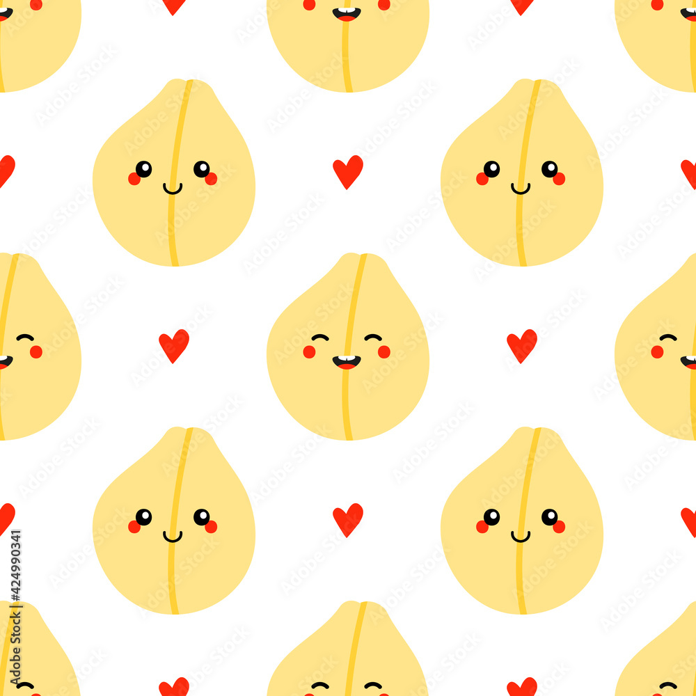 Cartoon style chickpeas, chick pea seeds characters and red hearts ...